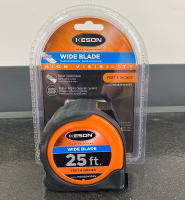 Keson High-Visibility Measuring Tape, 25\' Long x 1-3/16\" Wide Blade ...