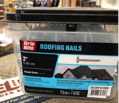 Grip-Rite Electro-Galvanized Roofing Nails. 2" Long, 10-Pound Container ...