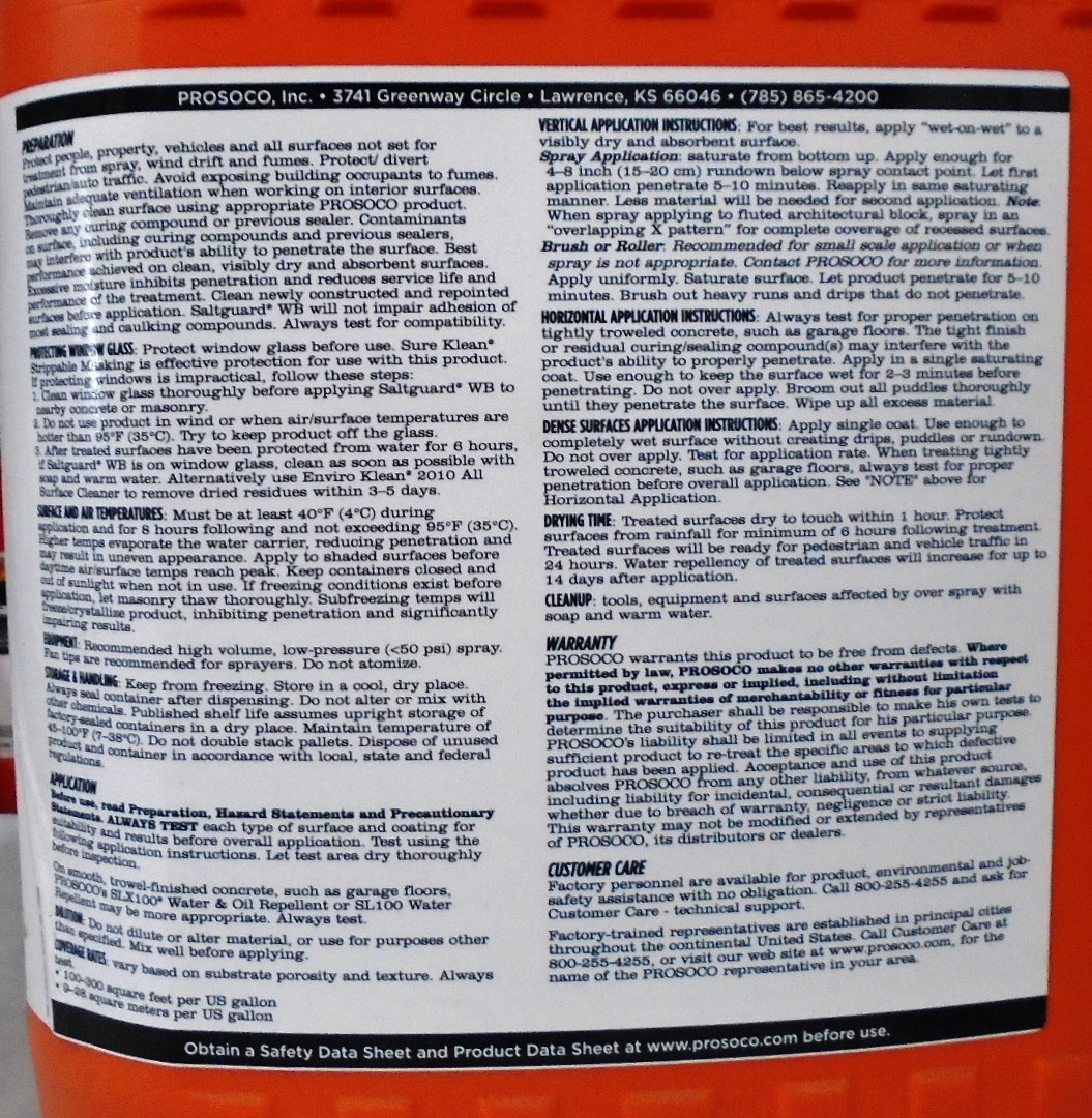 Prosoco Consolideck Saltguard WB, Deeply Penetrating Water and Salt ...