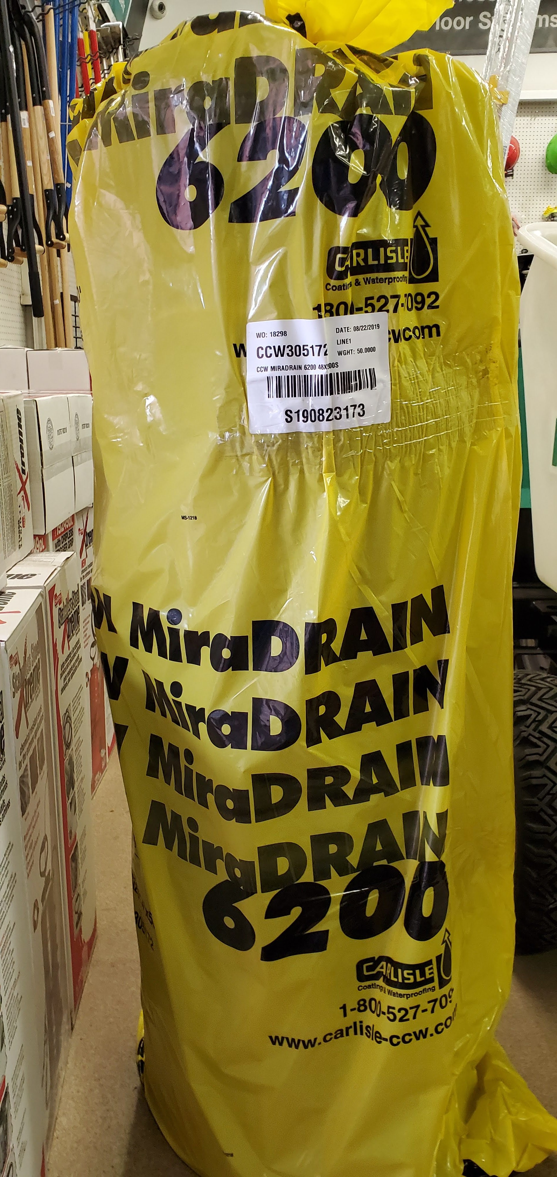 Carlisle Coatings MiraDRAIN 6200 Drainage Composite, 4' W x 50' L Roll ...