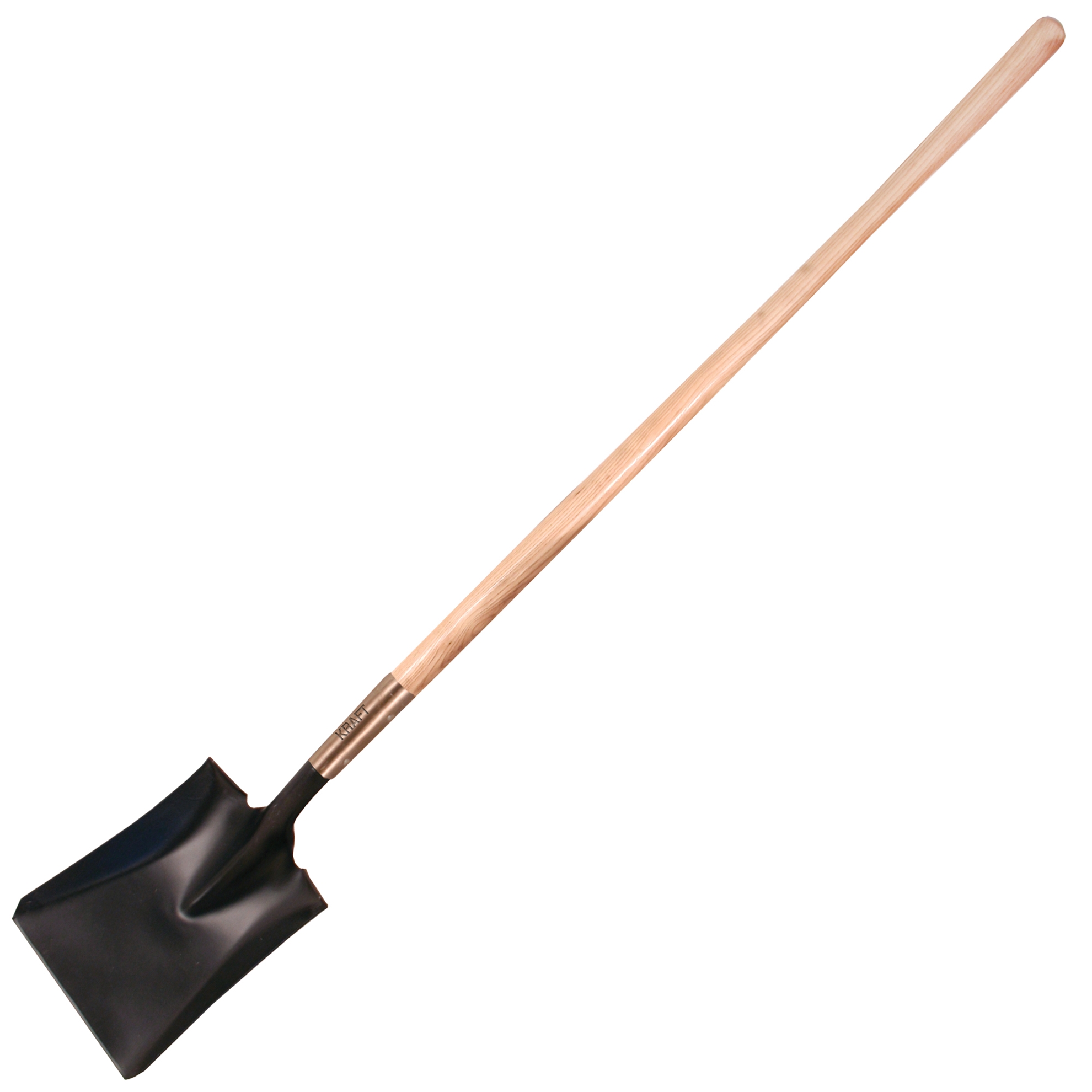 Kraft Tool Square Point Shovel with Long Wood Handle, 48" L, 14-Gauge ...