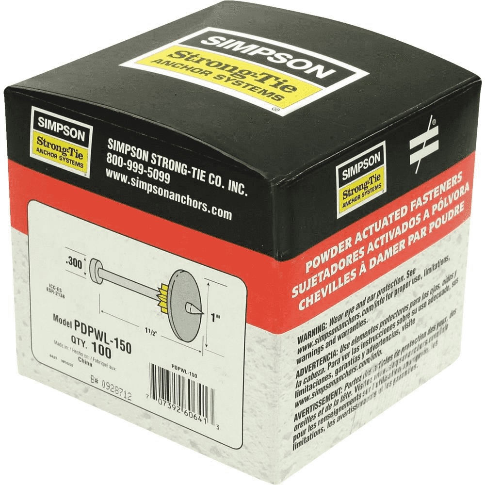 Simpson Strong-Tie Powder-Actuated Pin with 1-1/2" Shank and 1" Washer ...